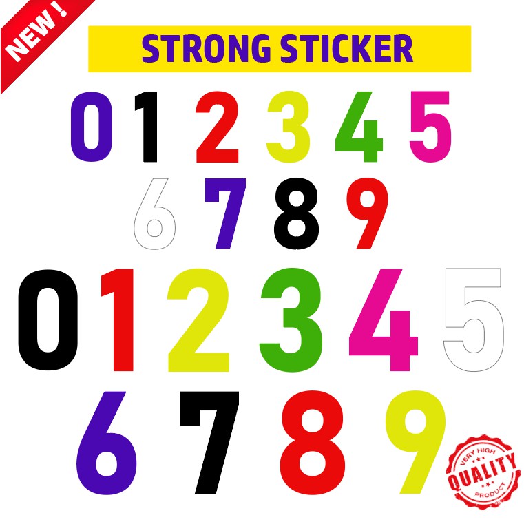 Strong Sticker Nombor Saiz Normal 4.5x8 CM 3 Pilihan Warna | Shopee ...