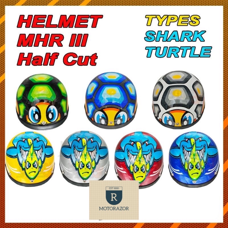 MHR Helmet 100% Half Cut Steng Kura Kura Turtle Malibu Nemo Special ...