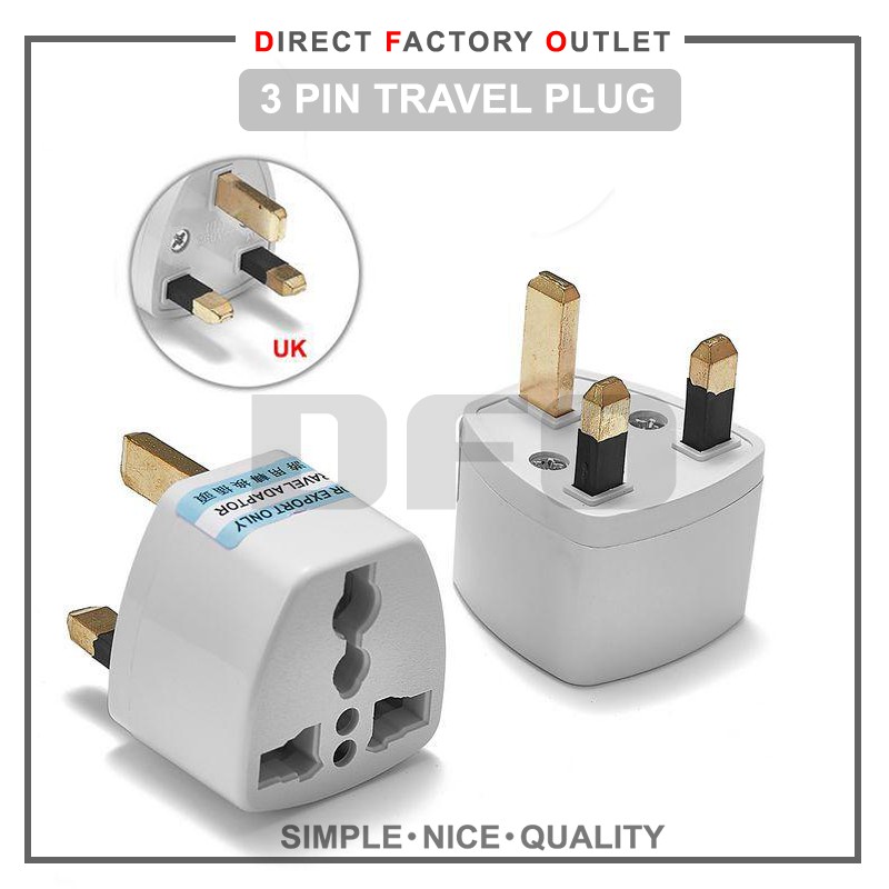 DFO Euro European Converter EU 3 Pin Plug UK Travel Mains Power Adapter ...