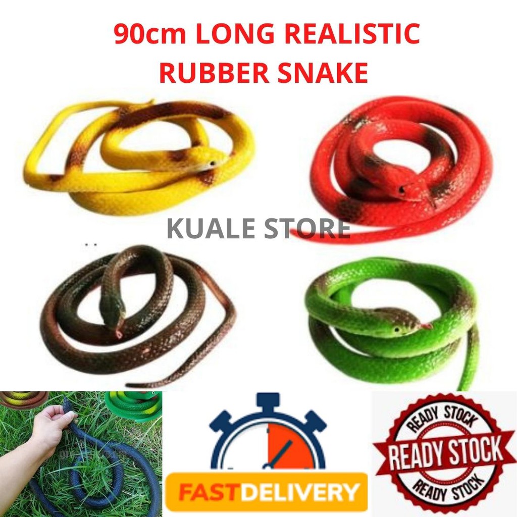 SHIP NOW! 90cm Long Fake Snake Realistic Rubber Snake Toy Prank Snake ...