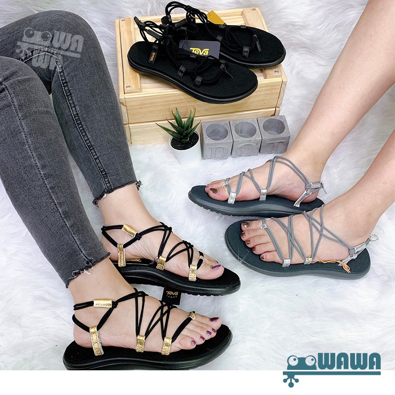 DOT Frog Shop TEVA Original All Black Classic Lace-Up Webbing Sandals ...