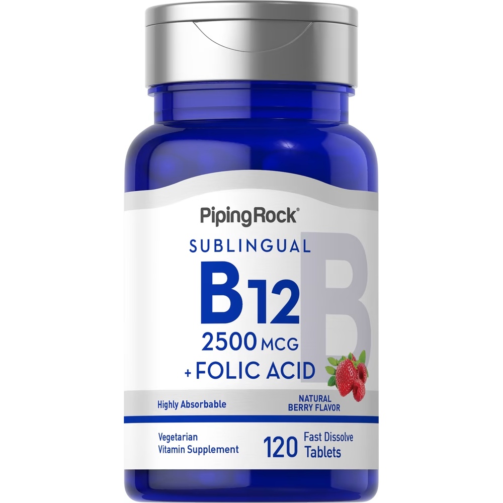 PipingRock, Sublingual B12 2500 mcg + Folic Acid 400 mcg, 120 Fast ...