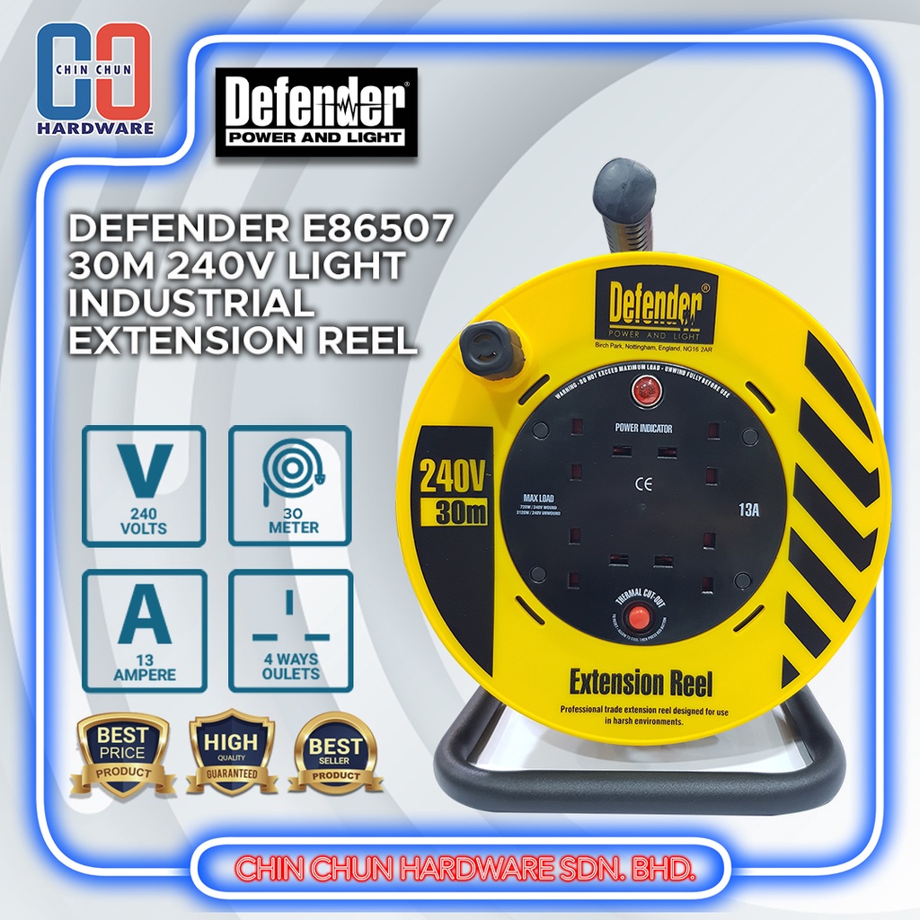 DEFENDER E86507 30M 240V Light Industrial Reel|Extension Wire|Portable ...
