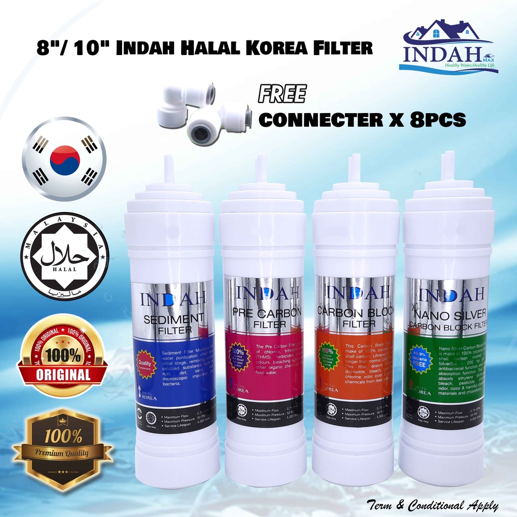 🇲🇾Ready Stock 8"/ 10"Indah Halal Korea U-type Patented 4 Korea Filter ...