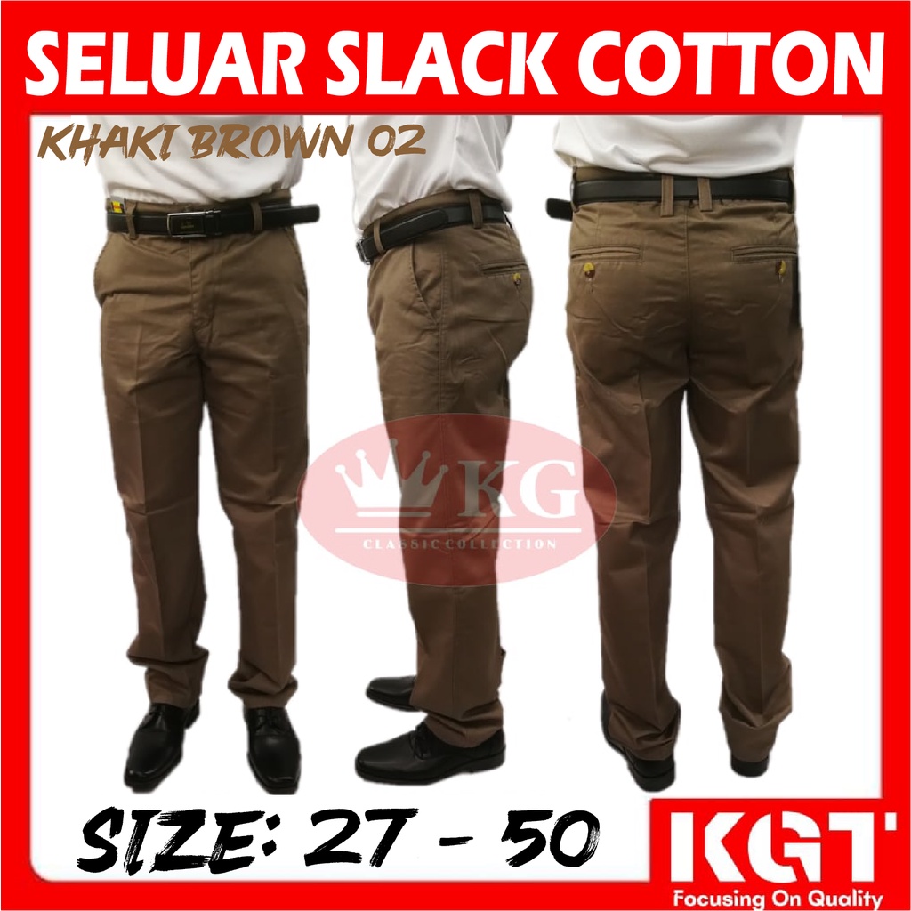 SELUAR SLACK COTTON PANJANG LELAKI ORIGINAL KHAKI 7736 02 REGULAR FIT ...