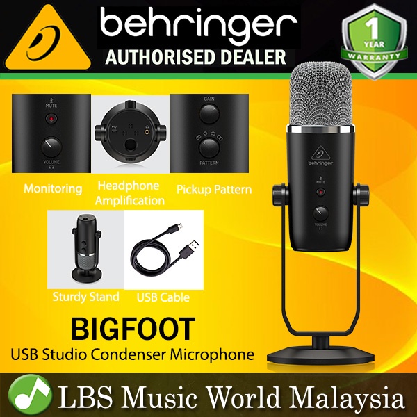 Behringer Bigfoot USB Studio Condenser Microphone with 4 Pickup Mic ...