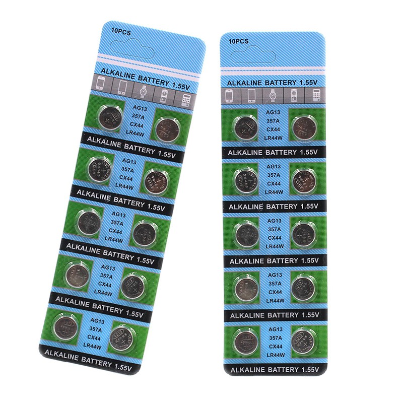 10 X AG13 LR44 SR44 L1154 357 A76 Alkaline Batteries Button Cells Watch ...