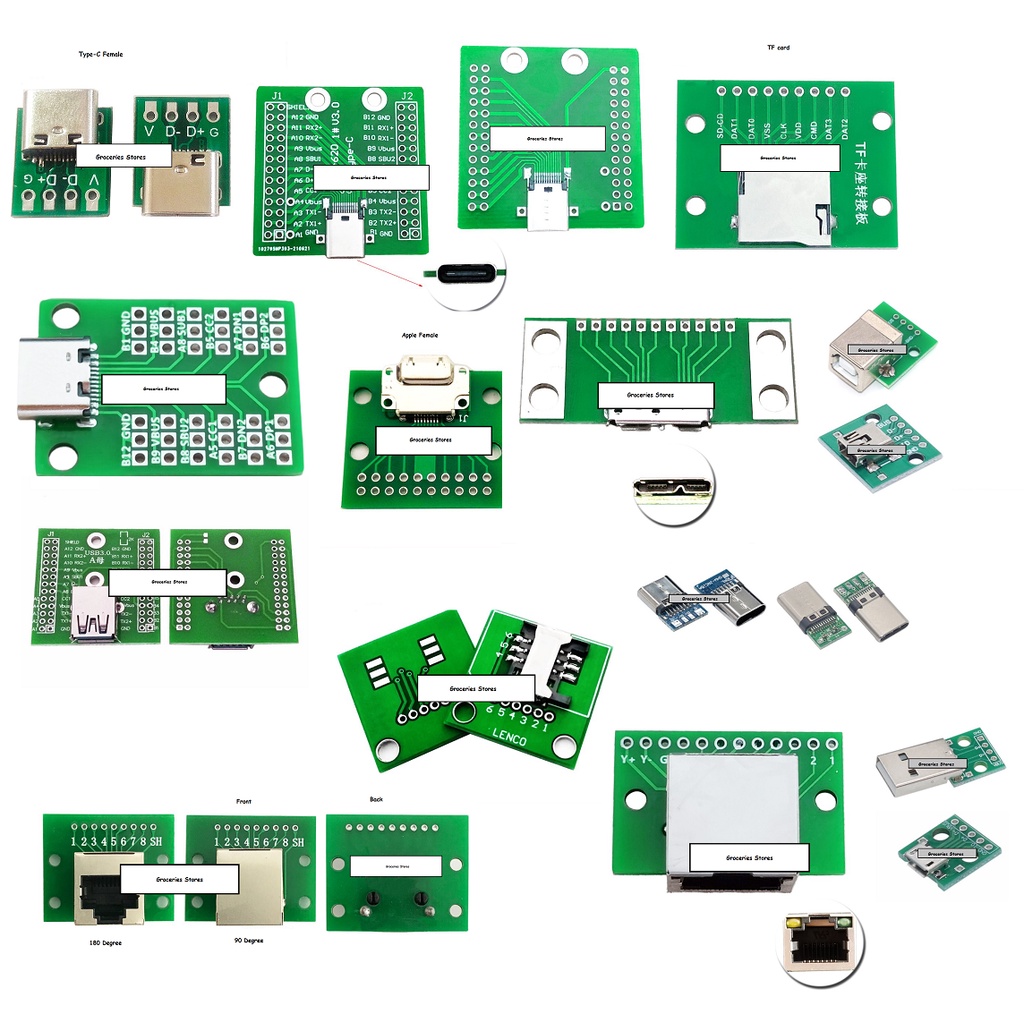 RJ45 Mini Micro USB 2.0 Type C HDMI DP SD TF SIM Card DIP Female Male ...