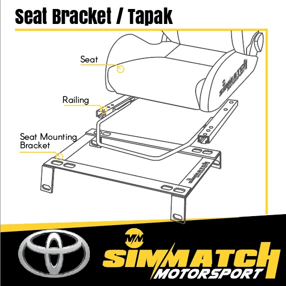 Toyota Seat Rail Subframe Tapak Bracket For Recaro / SScus / Bride ...