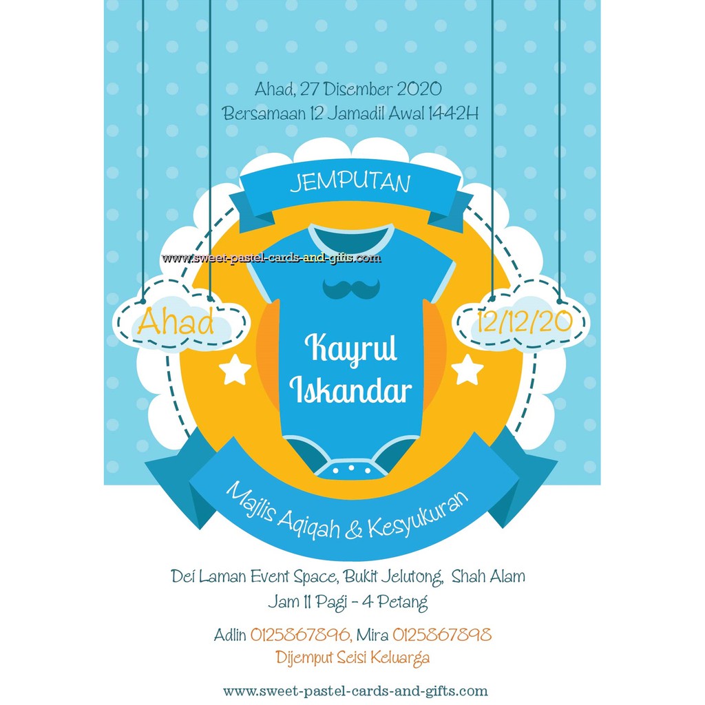 KAD AQIQAH AKIKAH CUSTOM INVITATION CARD BABY KIDS BOY TERMASUK ...