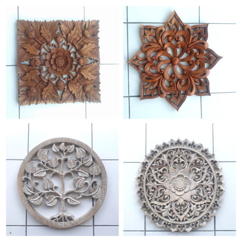 KAYU Balinese wood carved Wall display diameter 40×40 cm Wall decor ...