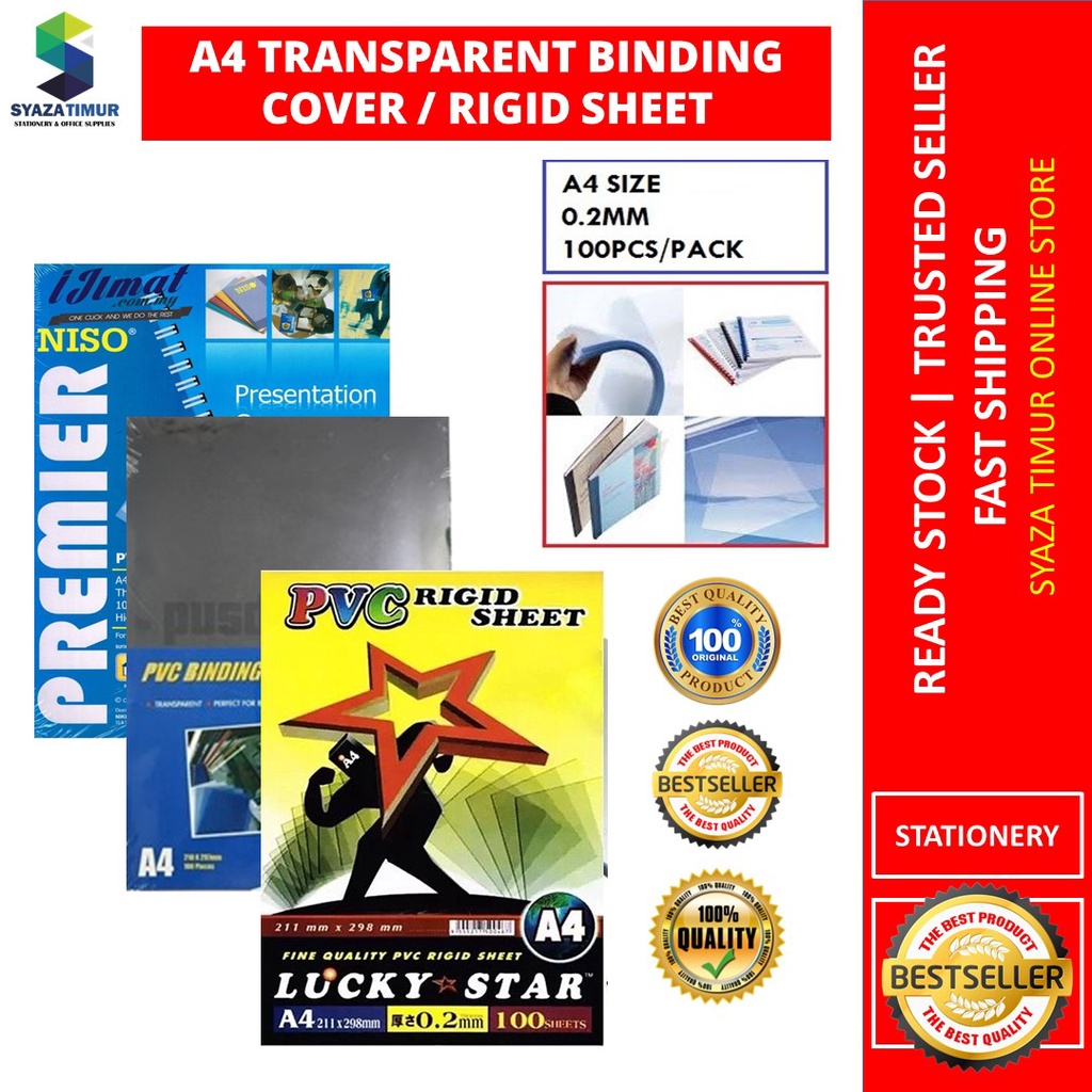 [ST-GR MY] Rigid Sheet A4 PVC Cover / Transparent Binding Cover ...