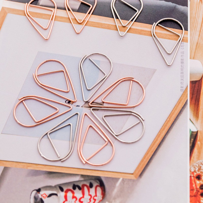 ST048 Korean Zakka 10pcs Water Drop Paper Clip Bookmark Chrome Paper ...