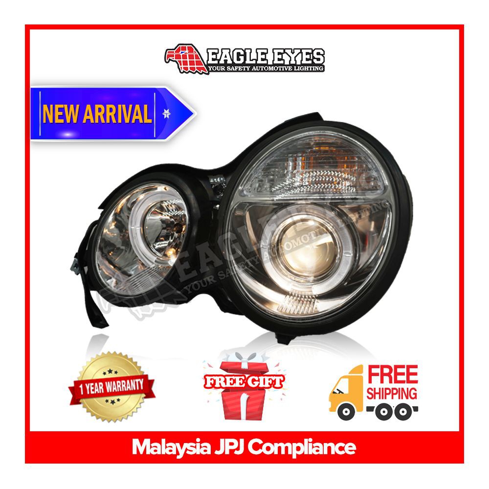 MERCEDES BENZ E-CLASS W210 1999-2003 PROJECTOR LED ANGLE EYES CHROME ...