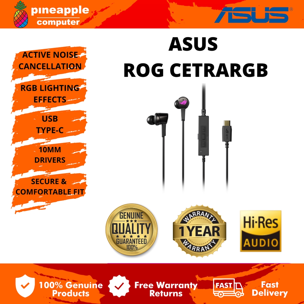ASUS ROG Cetra RGB In-Ear Gaming Headphones with Active Noise ...