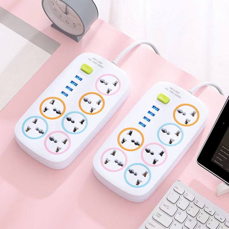 4 USB Port/6 Socket Multiple Electric Extension Colorful Power Strip ...