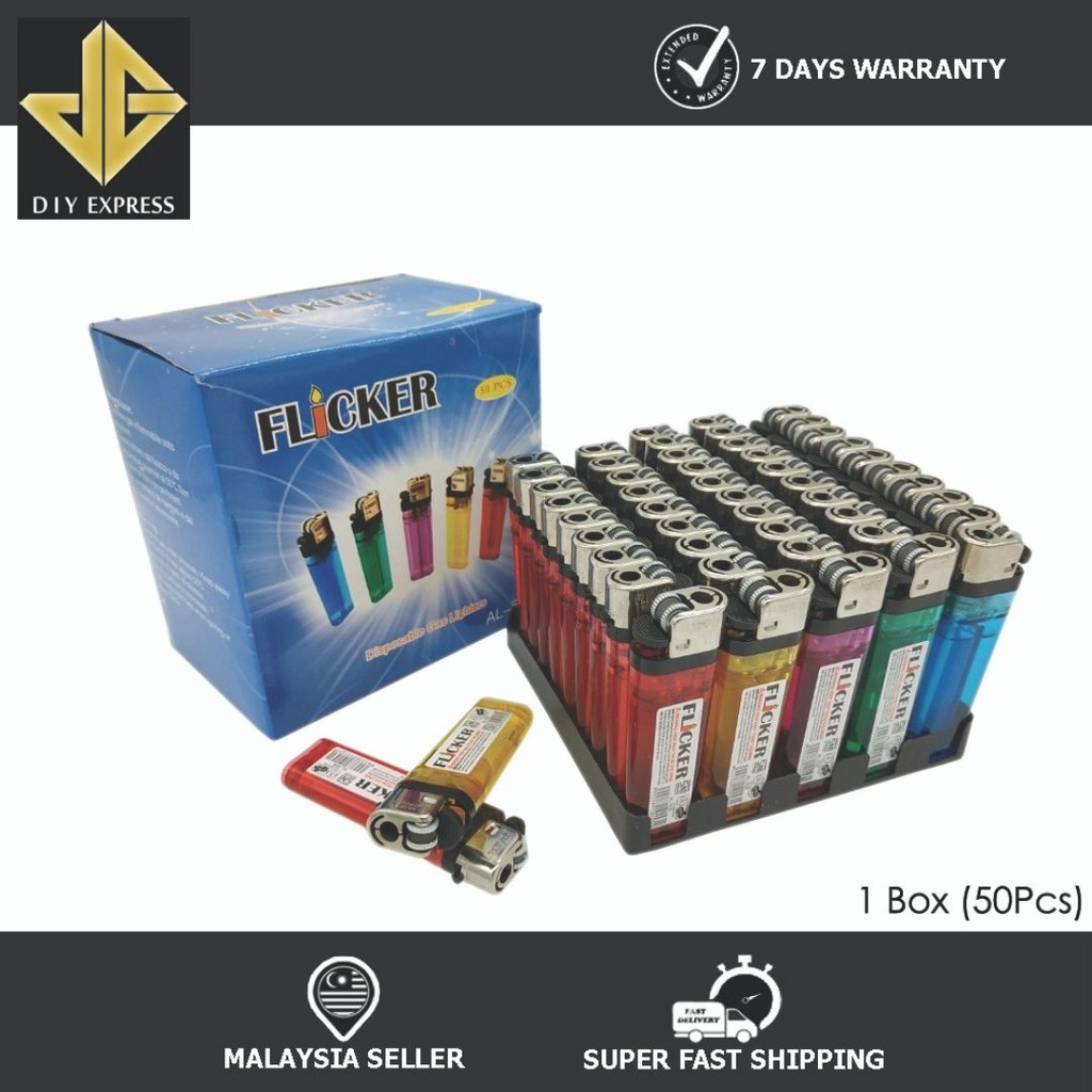 [1Box-50Pcs] Flicker Disposable Gas Lighter / Pemetik Api Gas Flicker ...