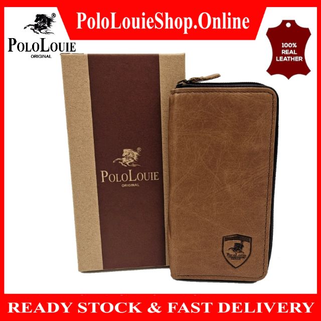 Original Polo Louie Men Genuine Leather Long Zip Wallet Men Wallet ...