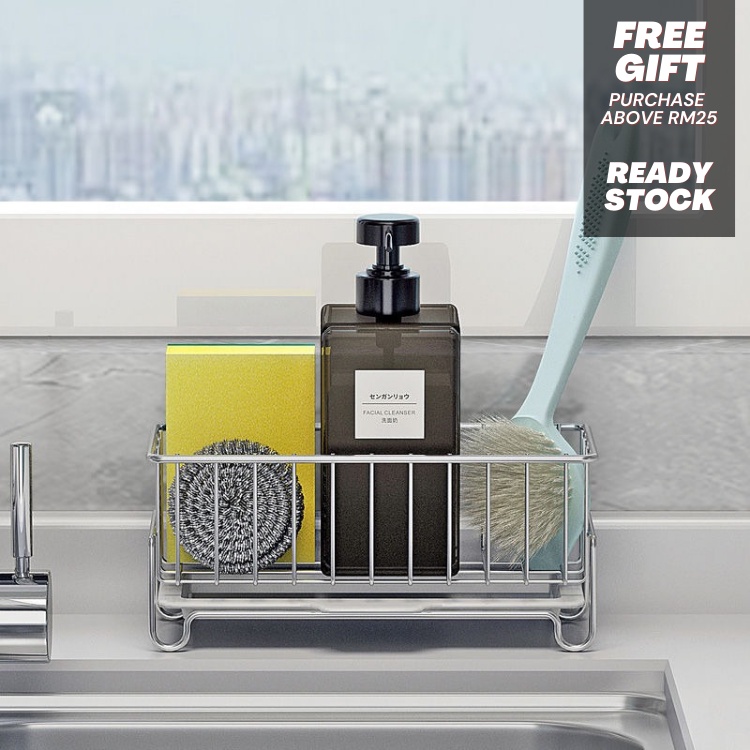 304 stainless steel small basket Kitchen Countertop sponge soap basket ...