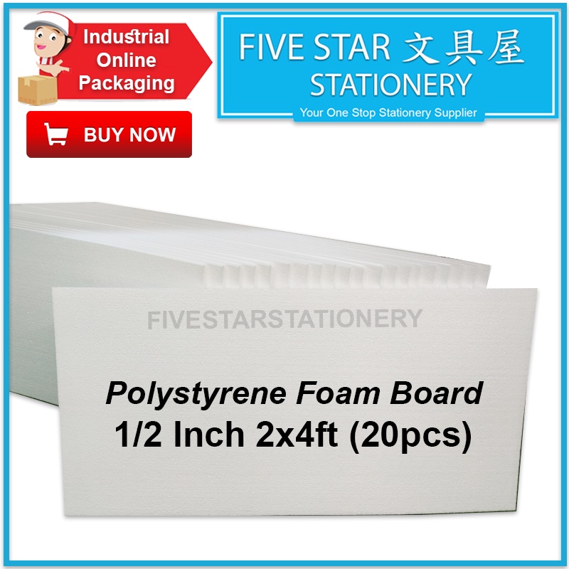 1/2 Polystyrene Poly Foam Board 1/2 inch x 2ft x 4ft x 20pcs per pack ...