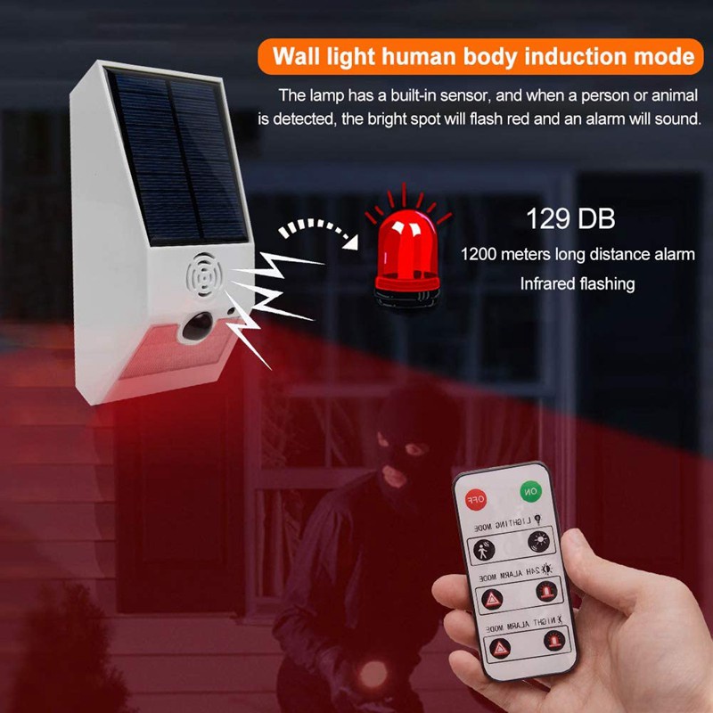 Solar Sound Alert Flash Warning Sound Light Alarm Motion Sensor 129db ...
