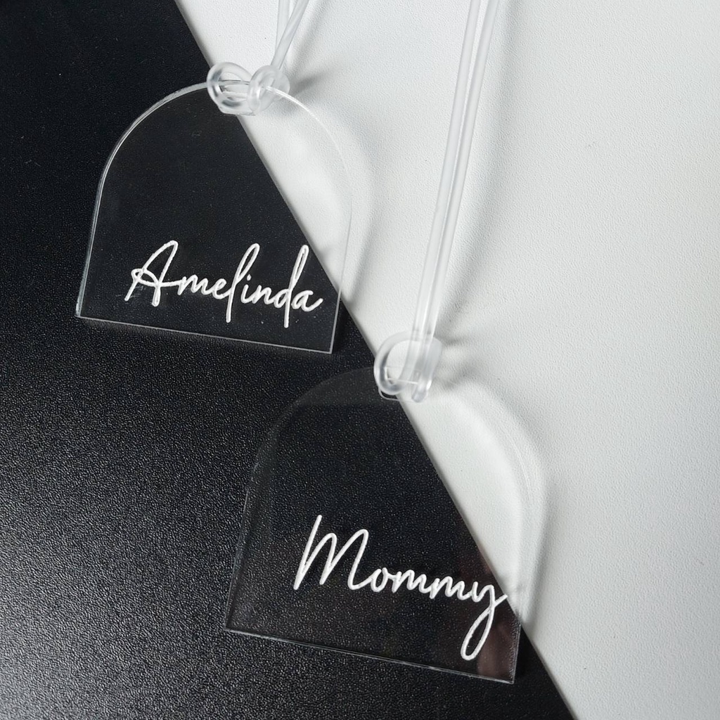 GANTUNGAN LUGGAGE TAG BAG/ CUSTOM NAME ENGRAVED ACRYLICTAG LUGGAGE ...