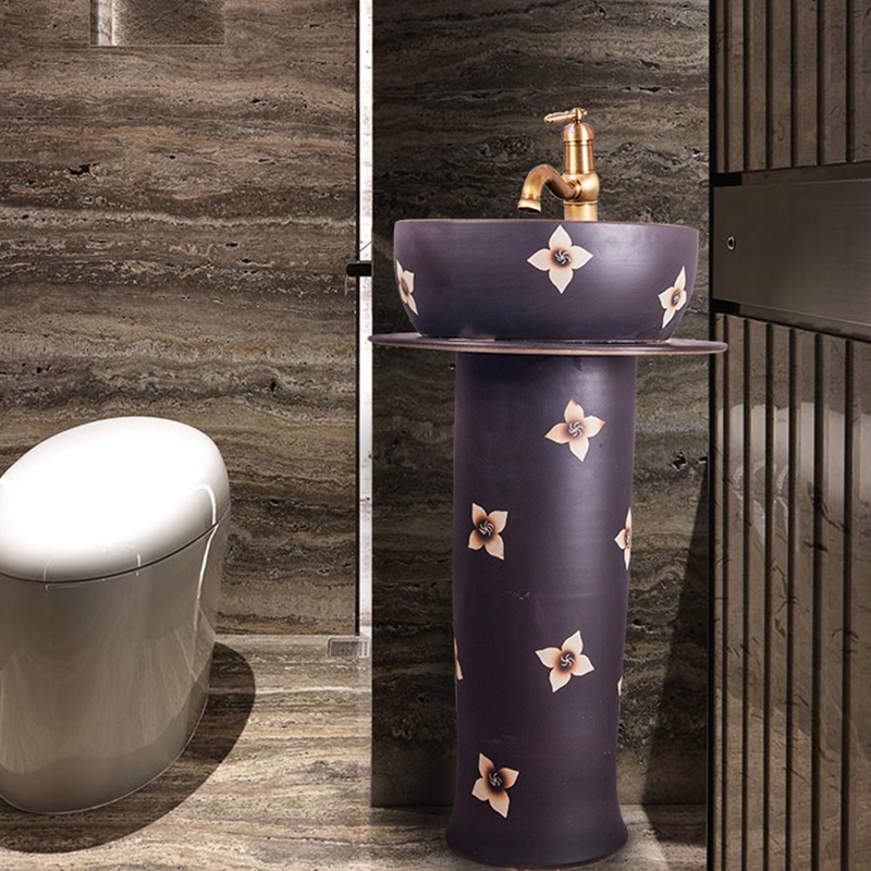 New Chinese Style Column Type Washbasin Integrated Inter-Platform Basin ...