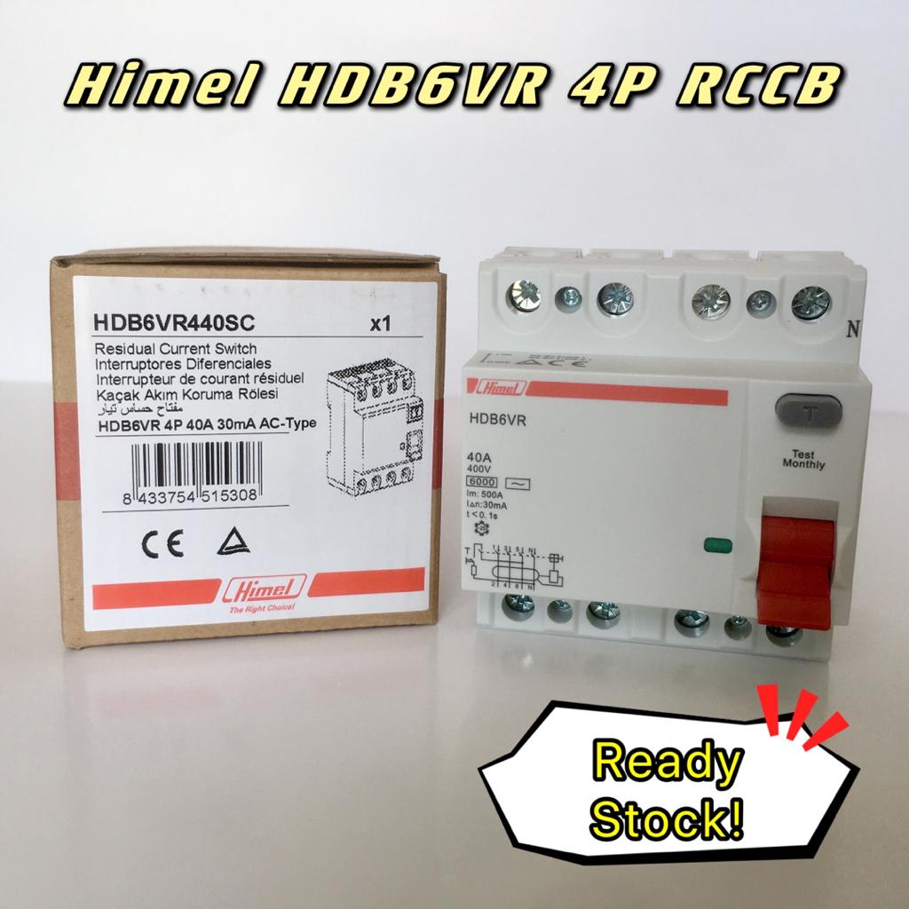 HIMEL HDB6VR 4P 40A 100mA AC-TYPE RCCB (HDB6VR440YC) | Shopee Malaysia