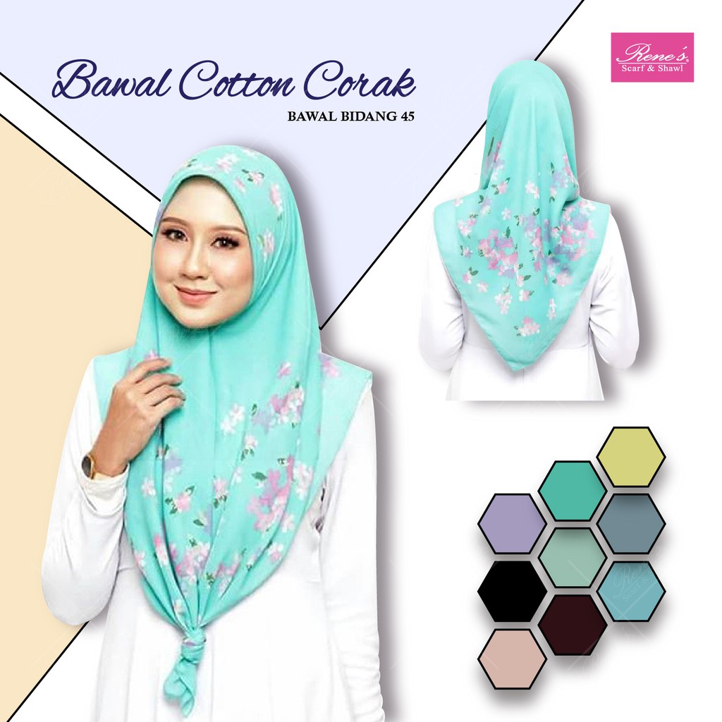 Tudung Bawal Cotton Scarf Turkey Corak Bidang 45 | Shopee Malaysia