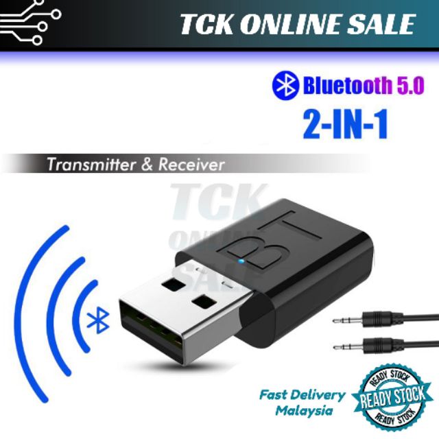 For Car USB Bluetooth 5.0 Receiver Adapter Dongle 3.5mm AUX Headphones ...
