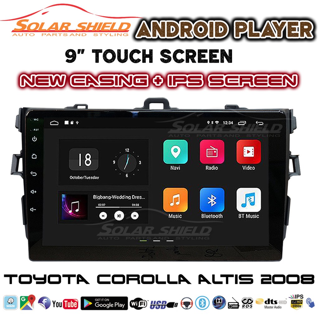 Toyota Corolla Altis 2008 2009 2010 2011 2012 2013 9'' Android Player ...