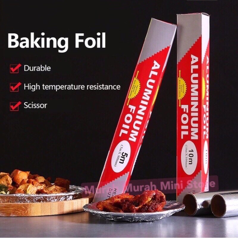 Heavy Duty Food Grade Quality Aluminium Foil Baking 5m/10m/20m x 300mm | Shopee Malaysia