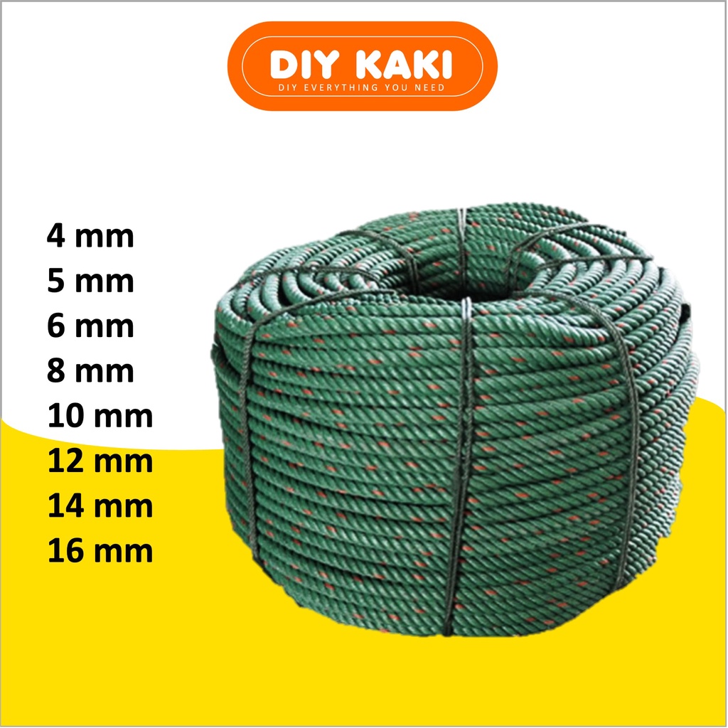 [1 KG] TALI PE ROPE/ GREEN ROPE/ NYLON ROPE / PE ROPE / POLYETHYLENE ROPE / 3MM 4MM 5MM 6MM 8MM ...