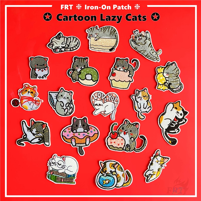 ☸ Cartoon Lazy Cats Iron-On Patch ☸ 1Pc Sleeping DIY Sew on Iron on Badges Patches | Shopee Malaysia