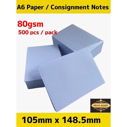 500pcs A6 Paper/Consignment Notes/AWB Paper/Kertas A6 80gsm | Shopee ...
