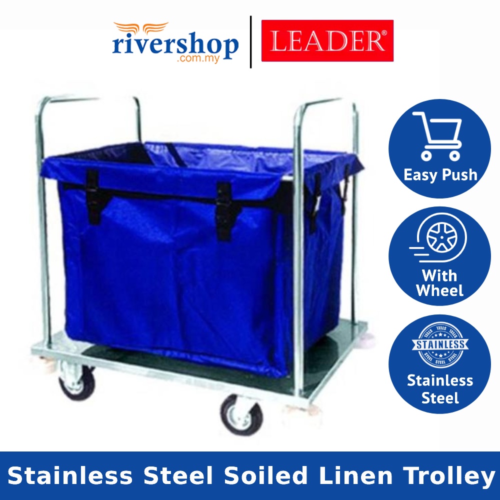 SS304 Leader Stainless Steel Trolley Heavy Duty Soiled Linen Cart ...