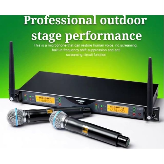 UR24D SHURE UHF Wireless Microphone System with 2 BETA58 Handheld Vocal ...