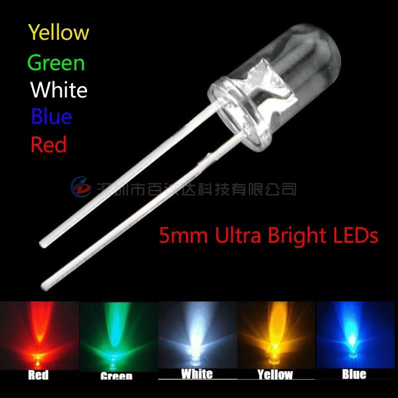 20PCS/100PCS 5MM F5 led super bright LED-red green blue yellow white colorful flash | Shopee ...