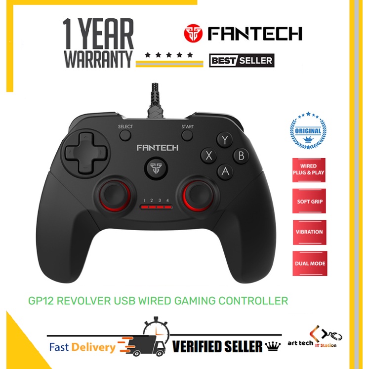 FANTECH GP12 REVOLVER USB WIRED GAMING CONTROLLER DUAL MODE PLUG&PLAY ...