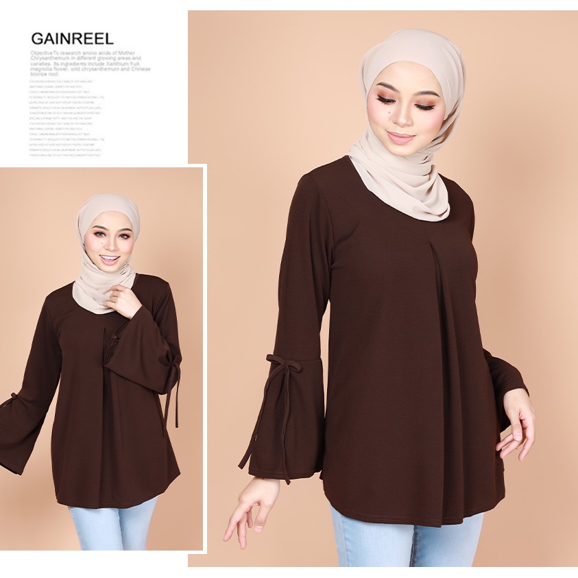 BLAUS BLAUSE BLOUSE CANTIK COTTON LAICI SAIZ BESAR PLUS ADRIANA PLUS SIZE FRONT SLITS BLOUSE ...