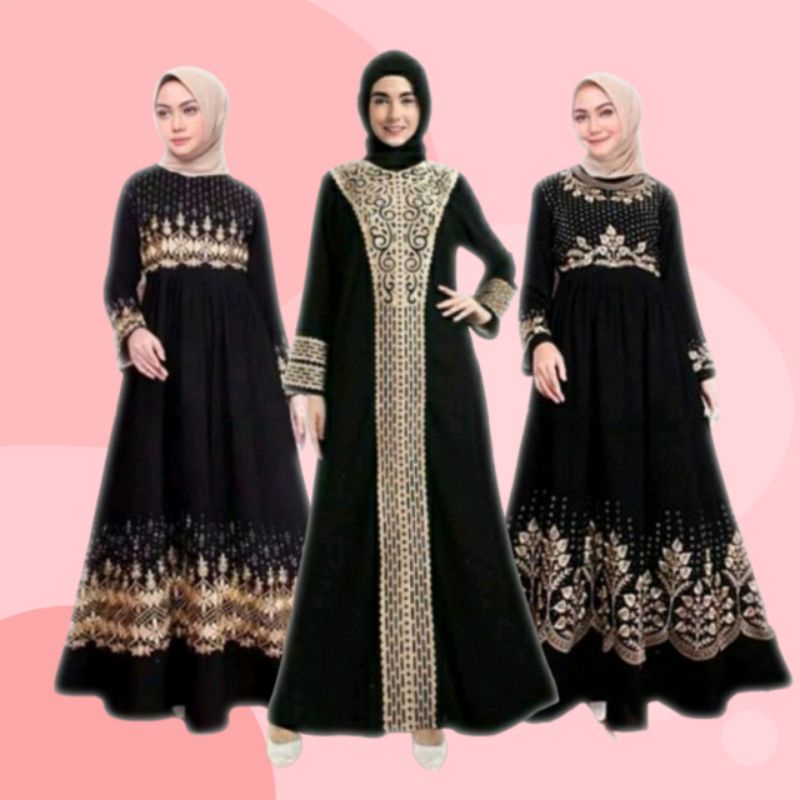 HITAM Black sharia dress gamis for adult women, elegant Muslim mothers ...