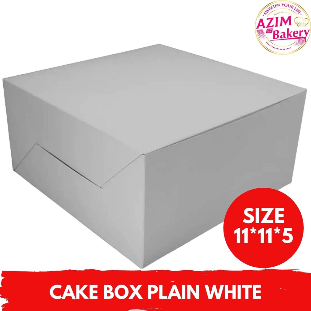 Cake Box Plain White (3Pcs) 11X11X5 Kotak Kek Putih 6X6X4 | Kotak Kek ...