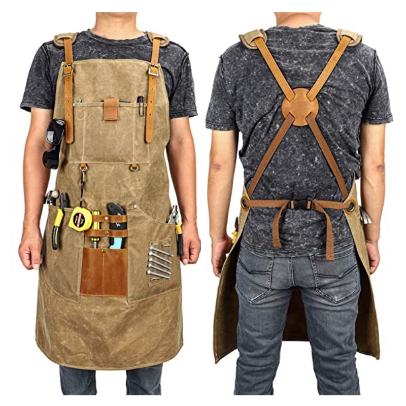 Apron canvas apron multifunctional pocket apron barber carpenter work ...