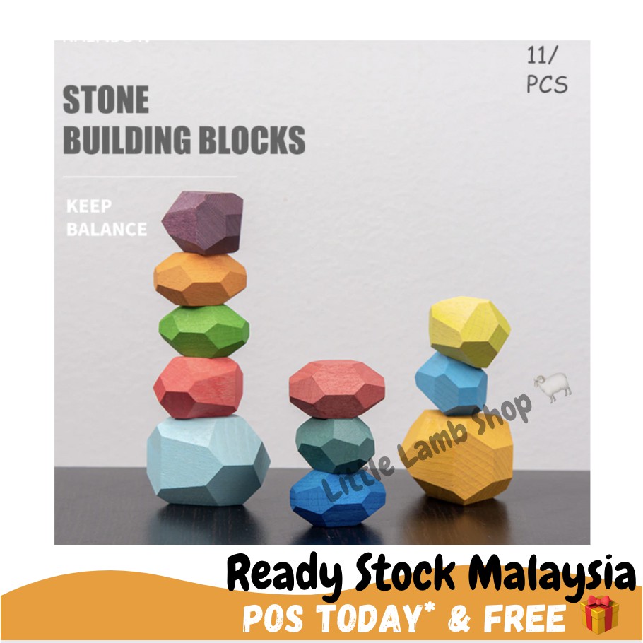 Colored Stone Building Block/ Stone Stacking/ Wooden Toys/ FACTORY ...