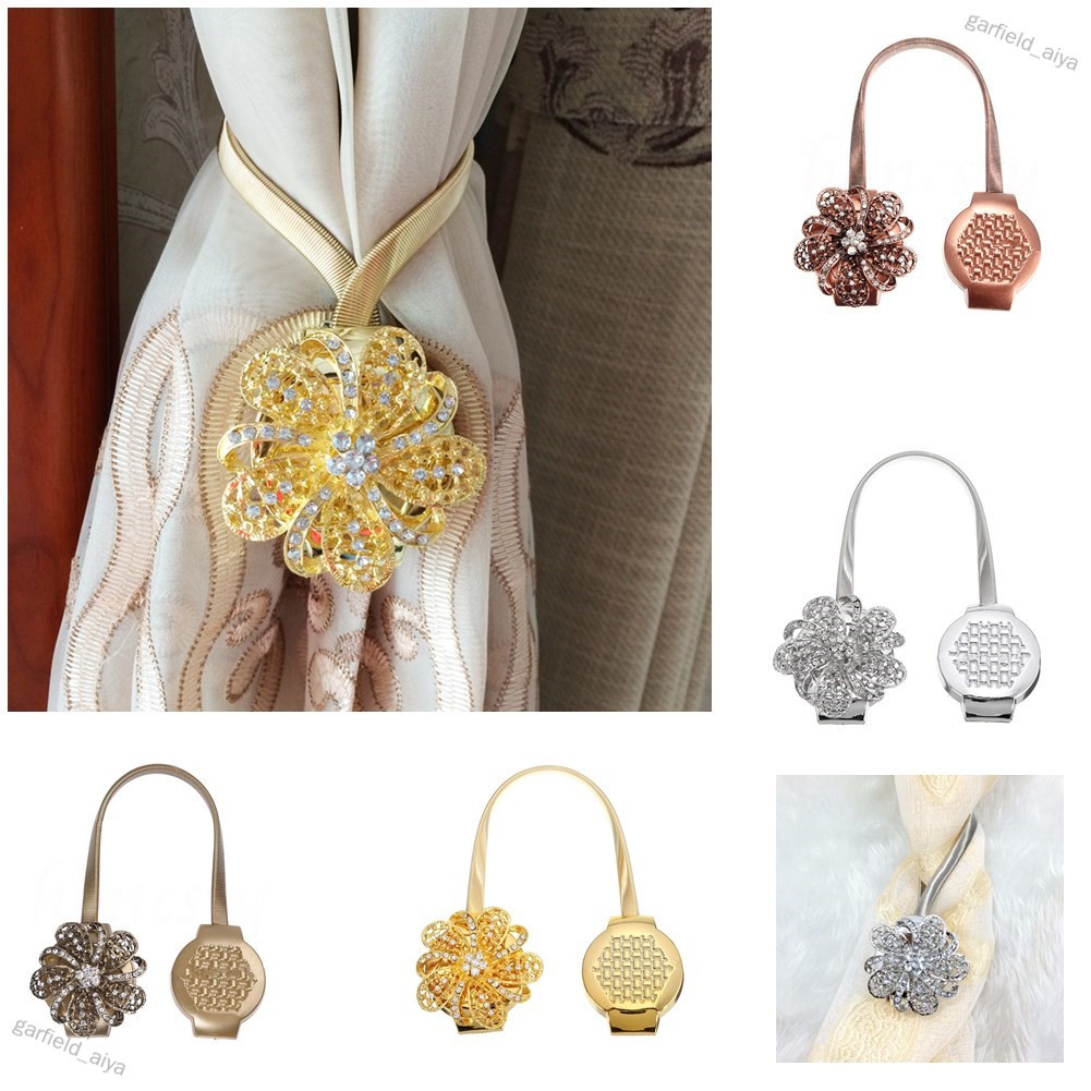 garfield_aiya Magnetic Crystal Flower Retractable Curtain Tie Backs ...