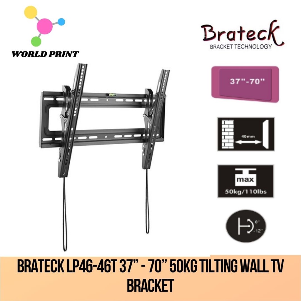 Brateck LP46-46T 37” - 70” 50KG Tilting Wall TV Bracket | Shopee Malaysia