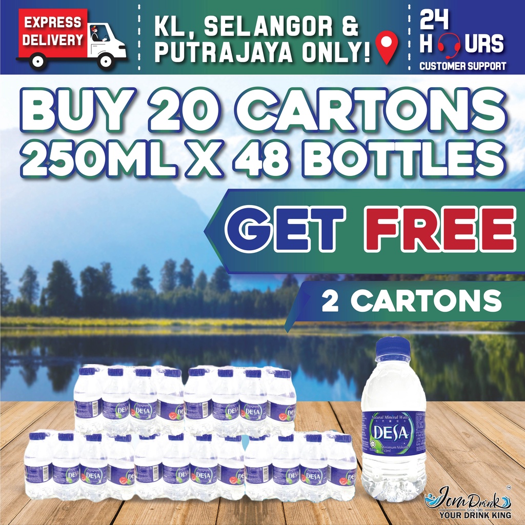 BUNDLE OF 20 CARTONS: DESA MINERAL WATER 250ML x 48 BOTTLES | Shopee ...