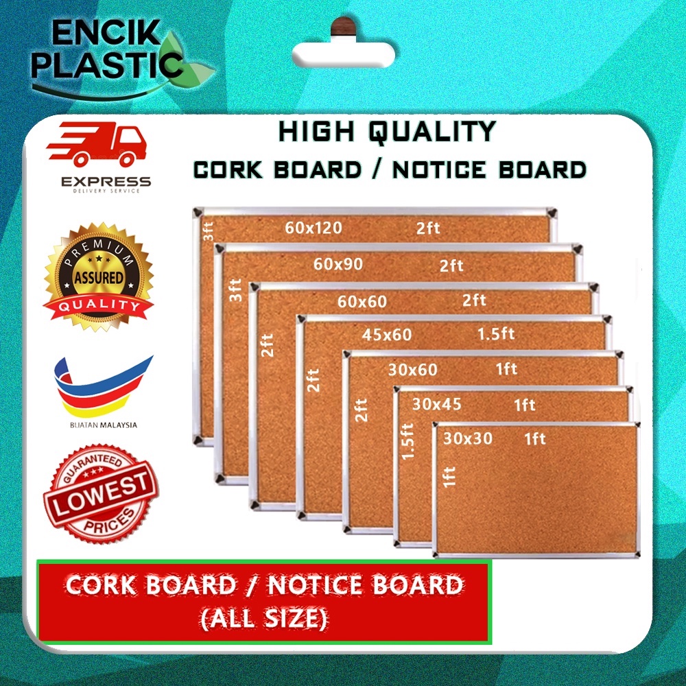 Aluminum Frame Notice Board Premium Quality / Papan Nota / (Cork Board ...