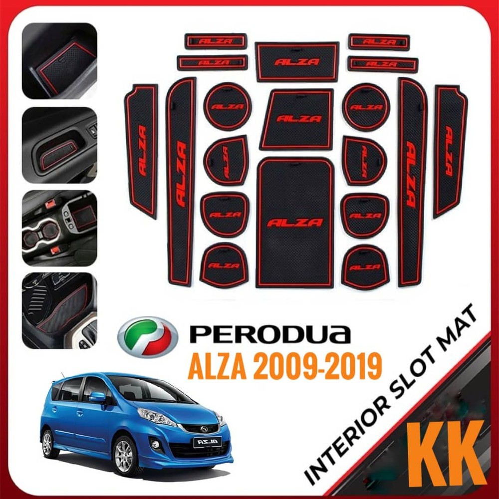 19Pc Car Slot Mat Alza Rubber Mat Anti Slip Pad Storage Organizer Drink ...