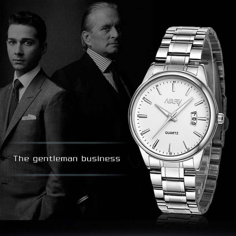 Nary Fashion Luxury Mens Watch Stainless Steel Casual Wristwatches